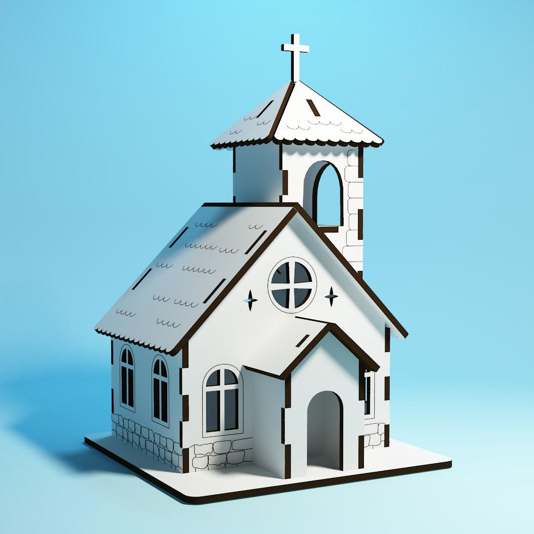 Digital Files Download for 3mm Wood of Church. for Laser Cuts, DXF, SVG ...