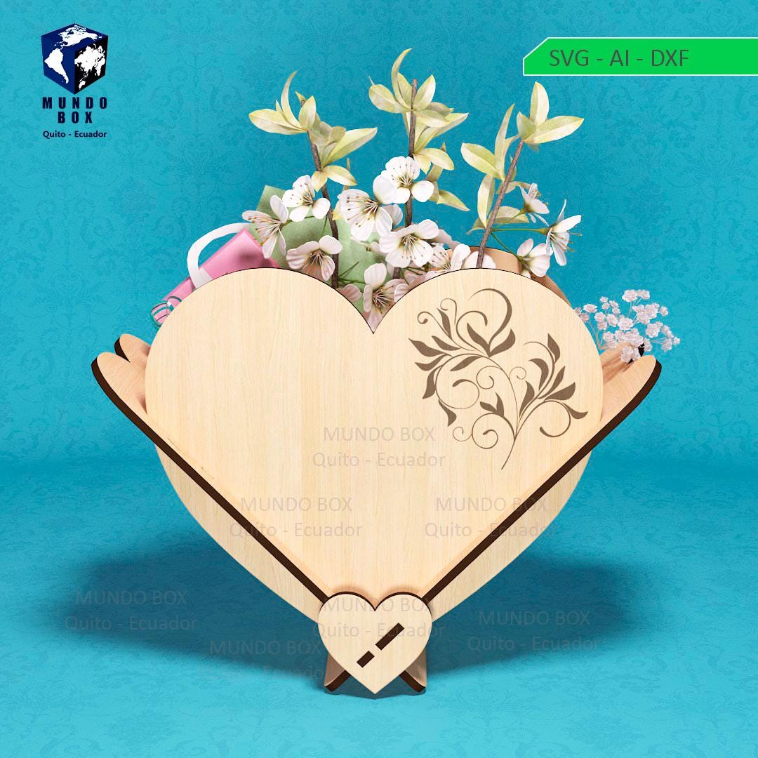 Heart-shaped Digital Files for Laser Cut, Basket Love, Gift, Deco ...