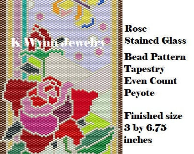 Bead Pattern Peyote Rose Stained Glass Tapestry Panel Beading | Etsy