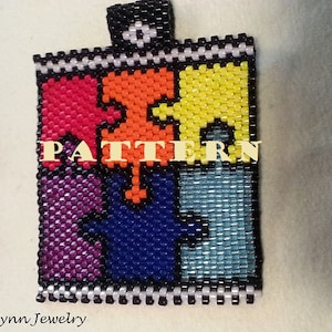 Pattern for Autism Awareness Peyote Stitched Pendant Multi Colored ...