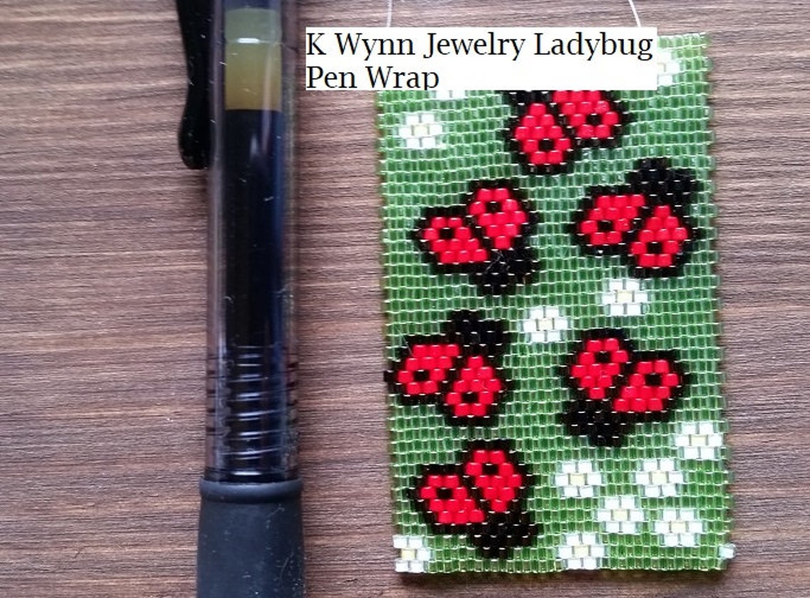 Bead Pattern *ladybug* Pen Cover Wrap Flat Peyote Stitch for Pilot G2 ...