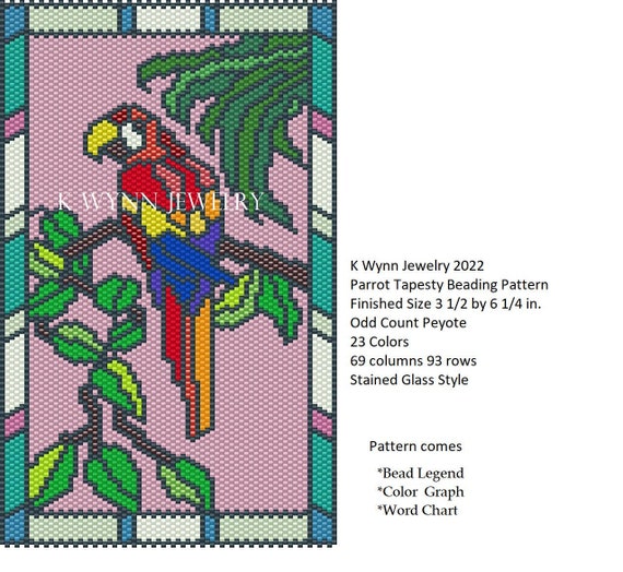 Bead Pattern Parrot Stained Glass Tapestry ODD Count Peyote - Etsy