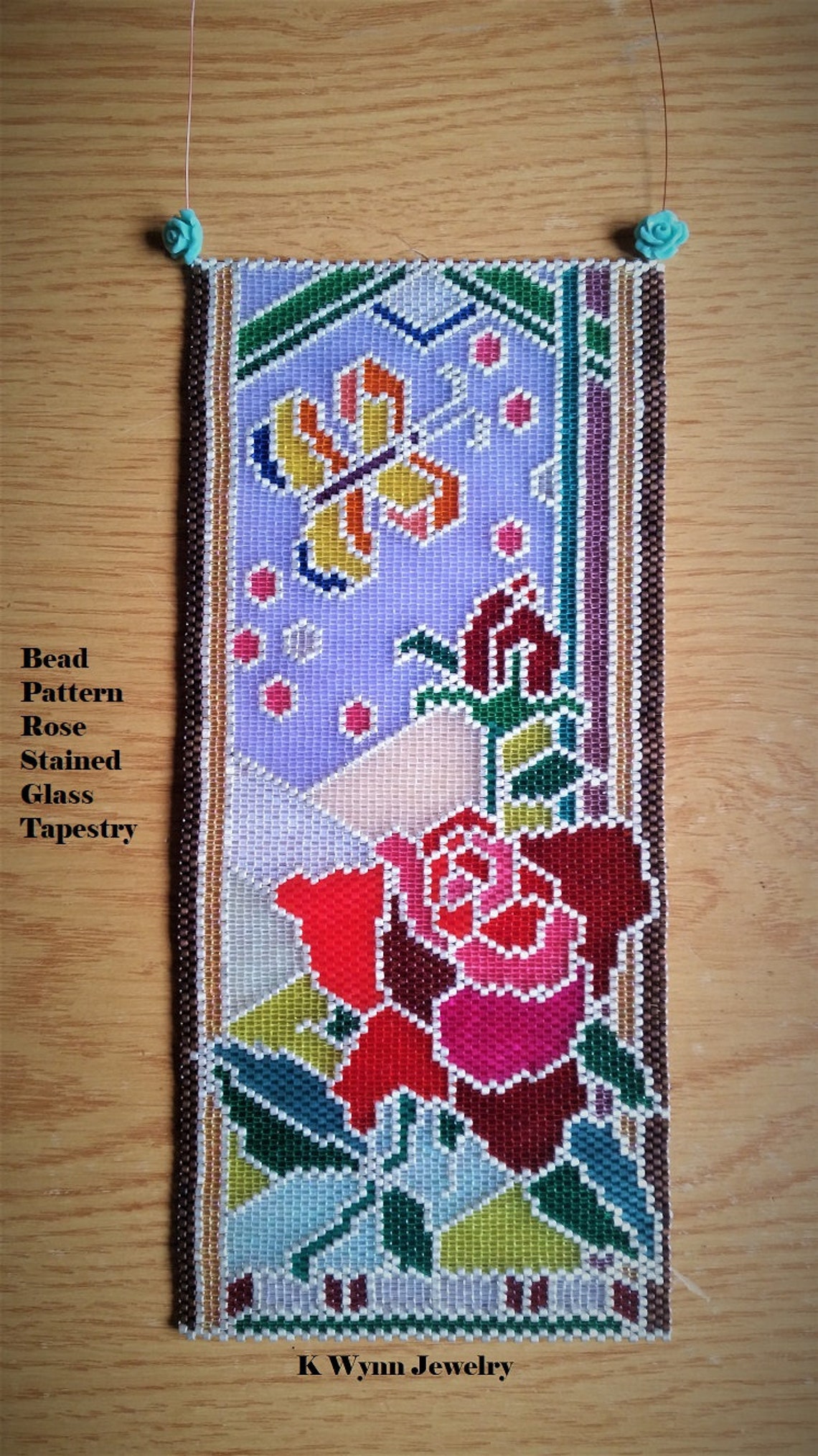 Bead Pattern Peyote Rose Stained Glass Tapestry Panel Beading Even ...