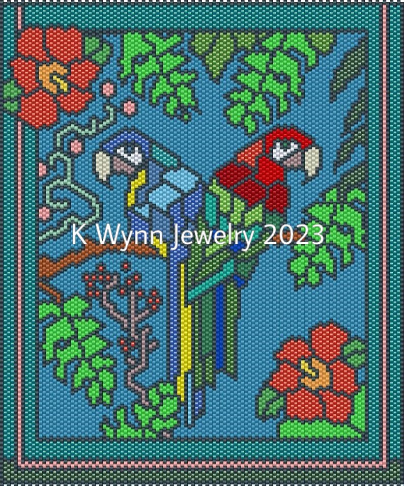 Pair of Parrots Stained Glass Tapestry Bead Pattern Even Count - Etsy