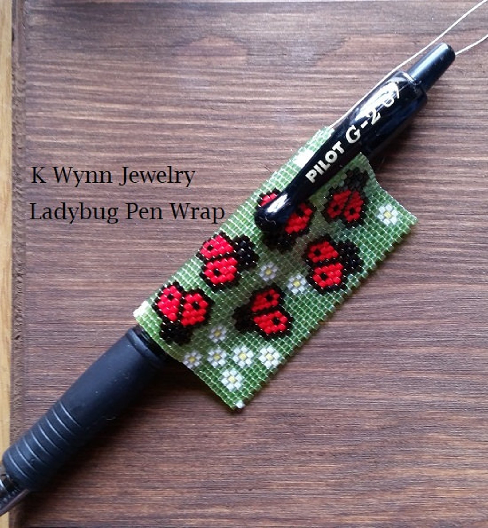 Bead Pattern ladybug Pen Cover Wrap Flat Peyote Stitch for | Etsy