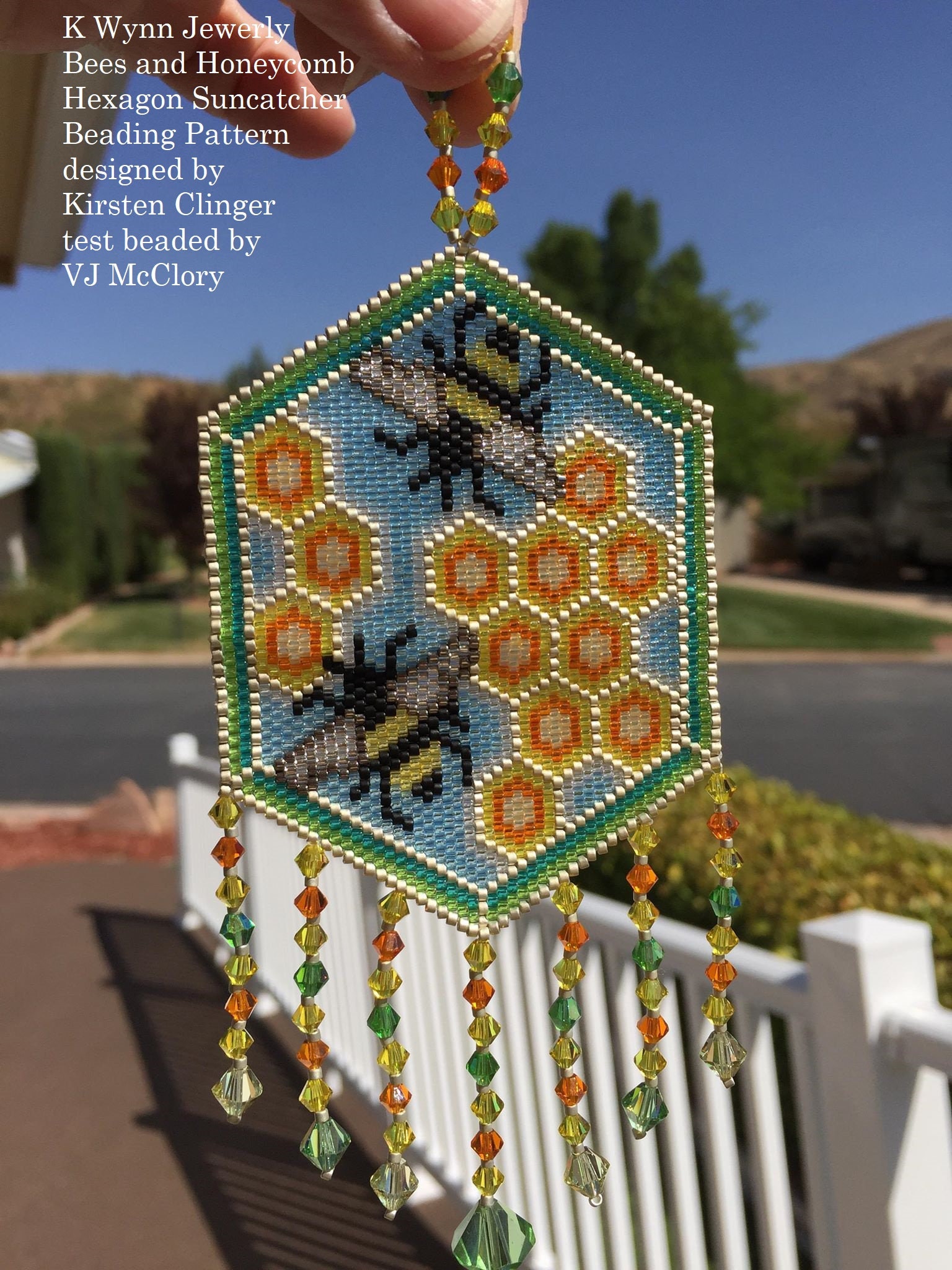 Beading Pattern Bees and Honeycomb Hexagon Sun Catcher With | Etsy