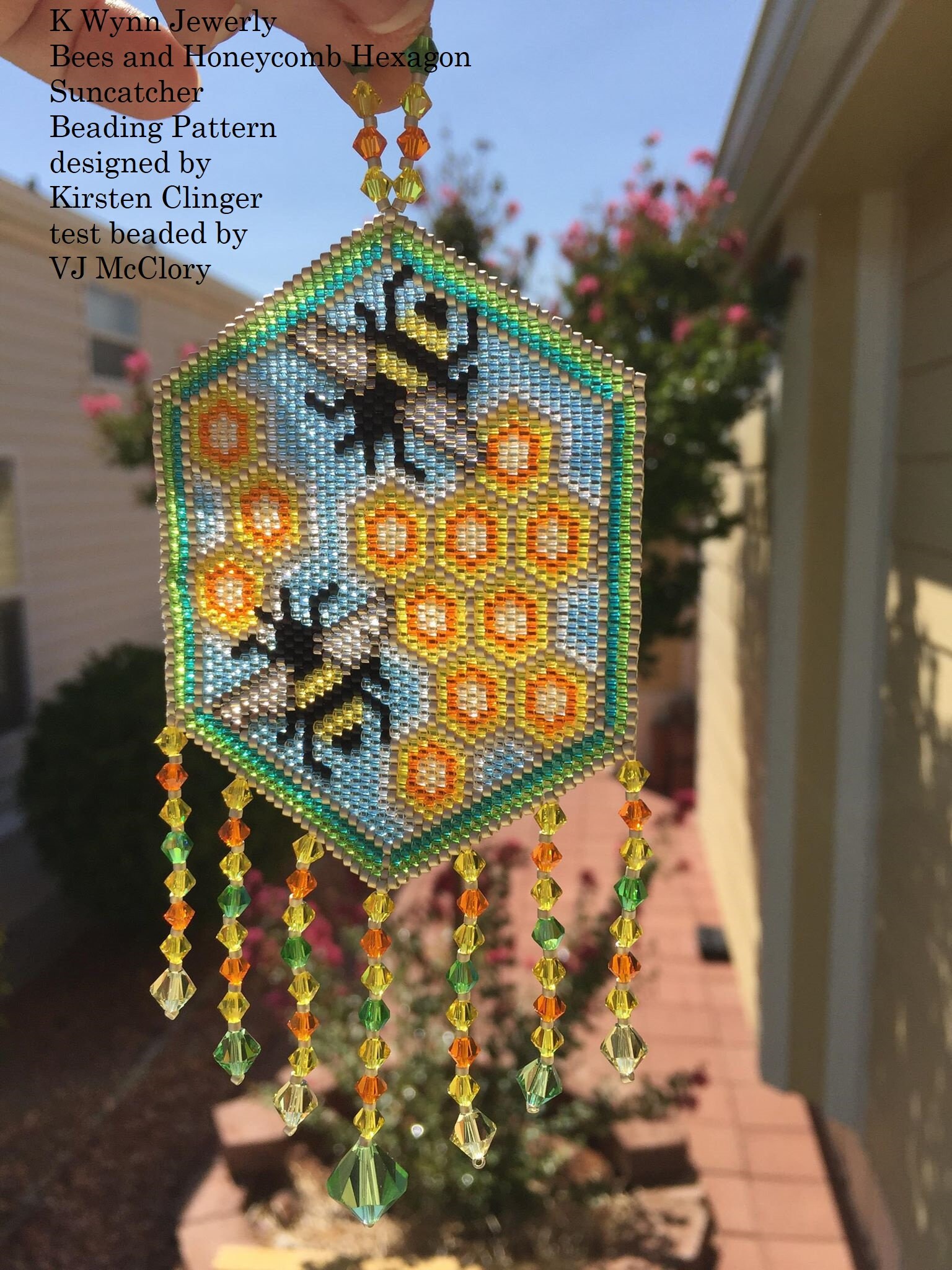 Beading Pattern Bees and Honeycomb Hexagon Sun Catcher With | Etsy