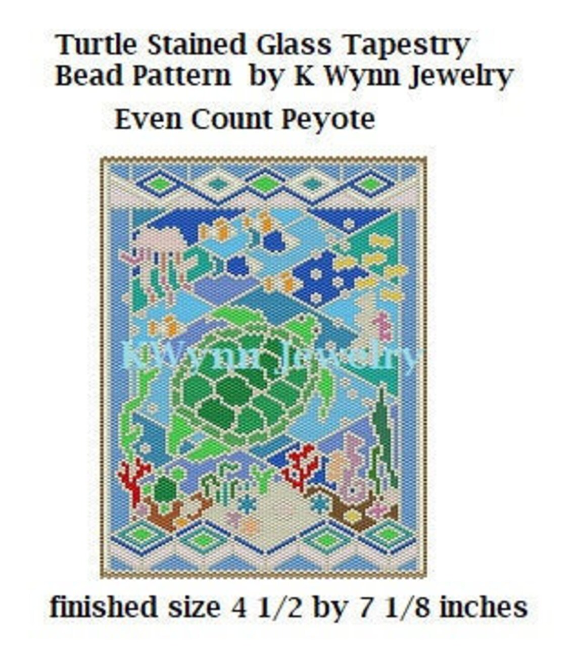 Turtle Stained Glass Tapestry Bead Pattern Even Count Peyote Stitch ...