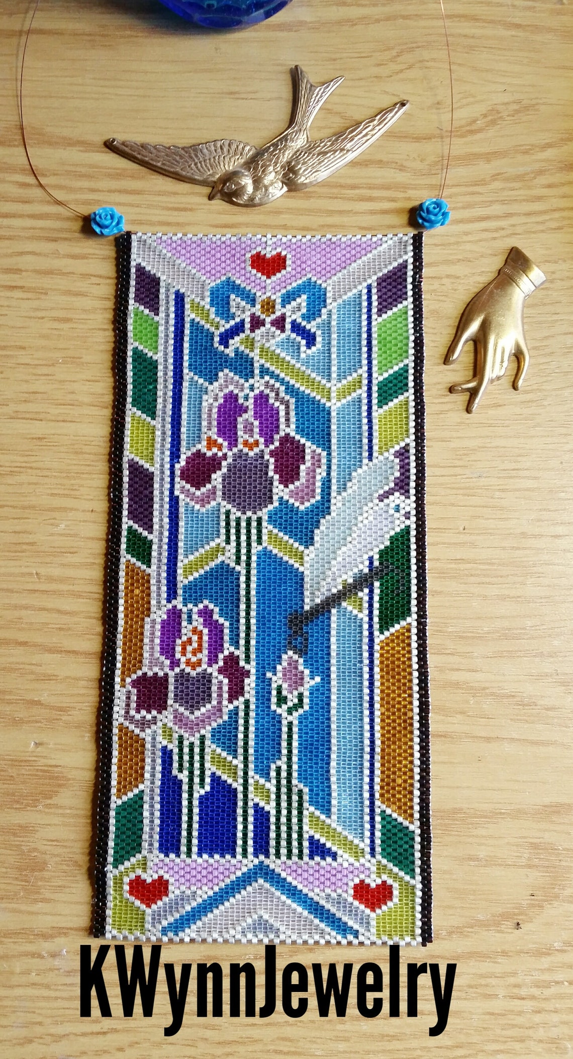 Bead Pattern Peyote Iris Stained Glass Tapestry Panel Beading Even ...