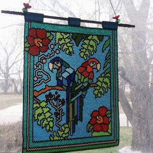 Pair of Parrots Stained Glass Tapestry Bead Pattern Even Count Peyote ...