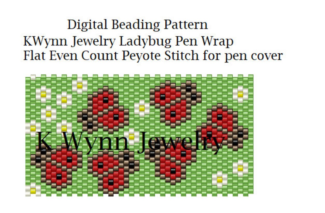 Bead Pattern *ladybug* Pen Cover Wrap Flat Peyote Stitch for Pilot G2 ...