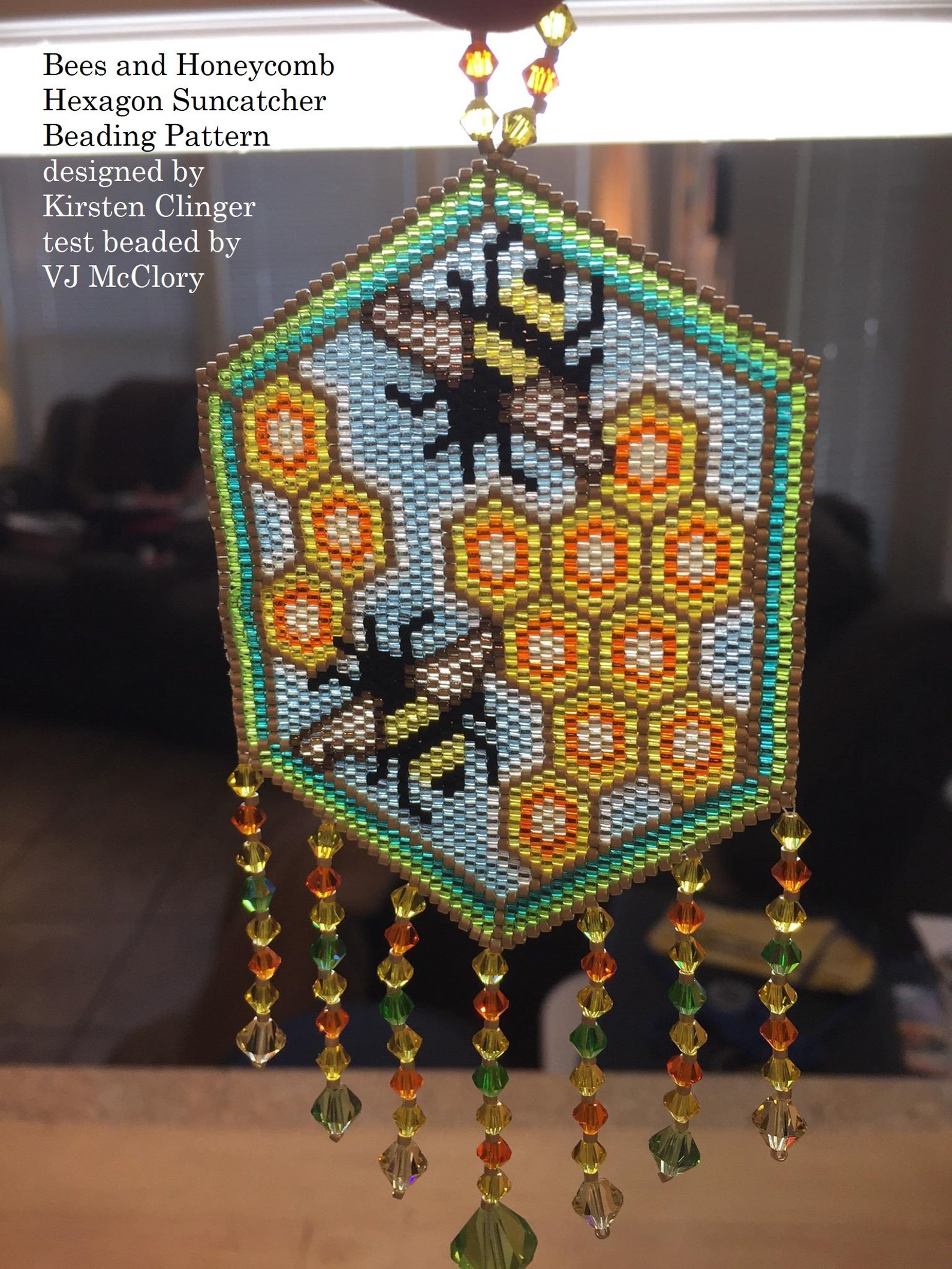 Beading Pattern Bees and Honeycomb Hexagon Sun Catcher With | Etsy