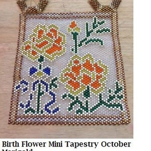 Birth Flowers OCTOBER Marigold Stained Glass Mini Tapestry Beading ...