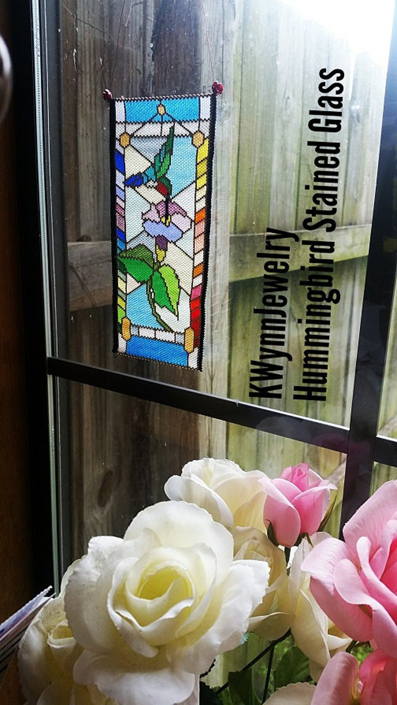Bead Pattern Peyote Hummingbird Stained Glass Tapestry Panel - Etsy