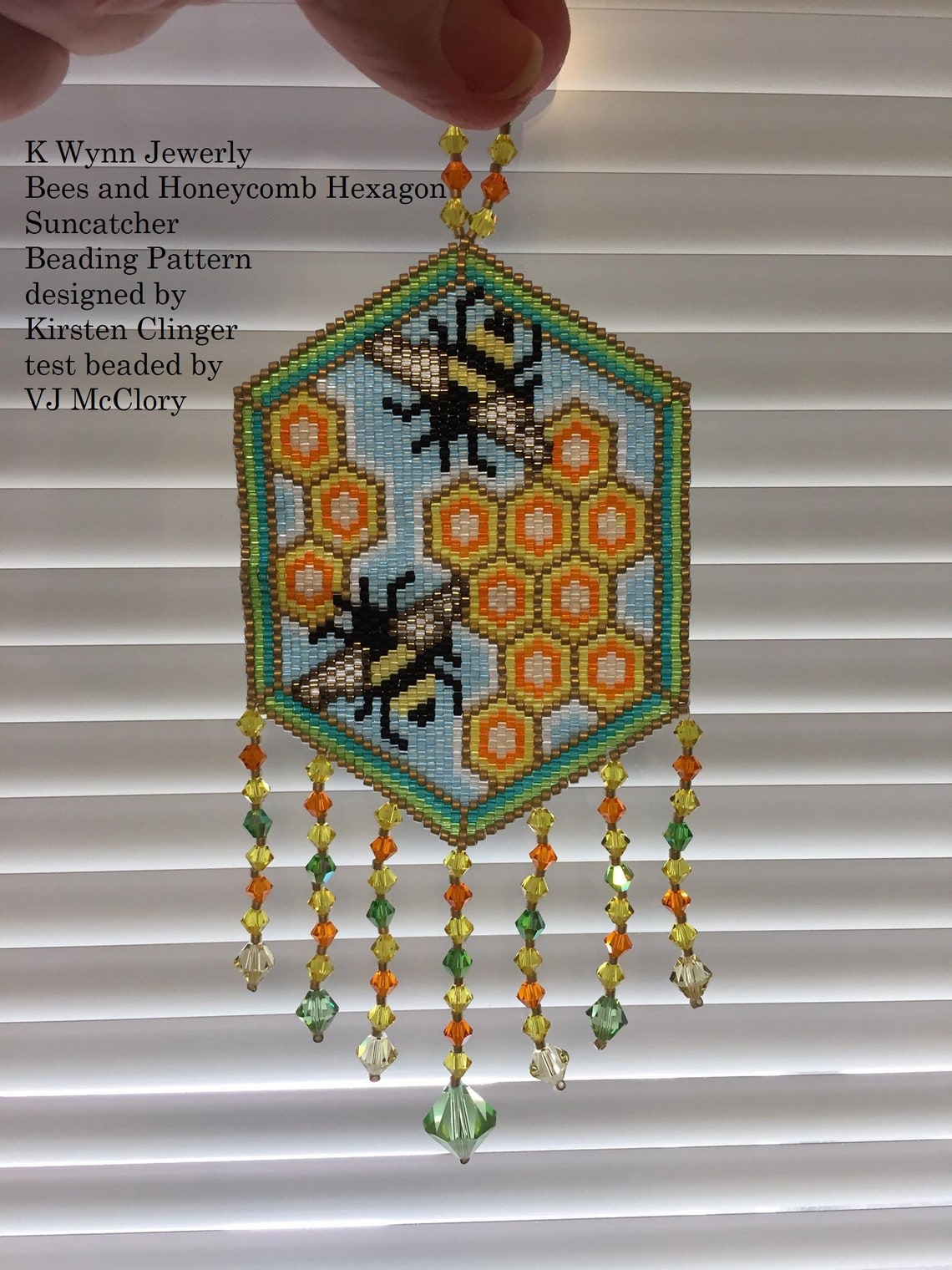 Beading Pattern Bees and Honeycomb Hexagon Sun Catcher with | Etsy