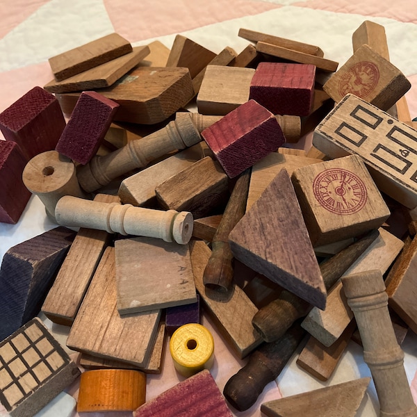 Antique Wooden Building Blocks - Etsy