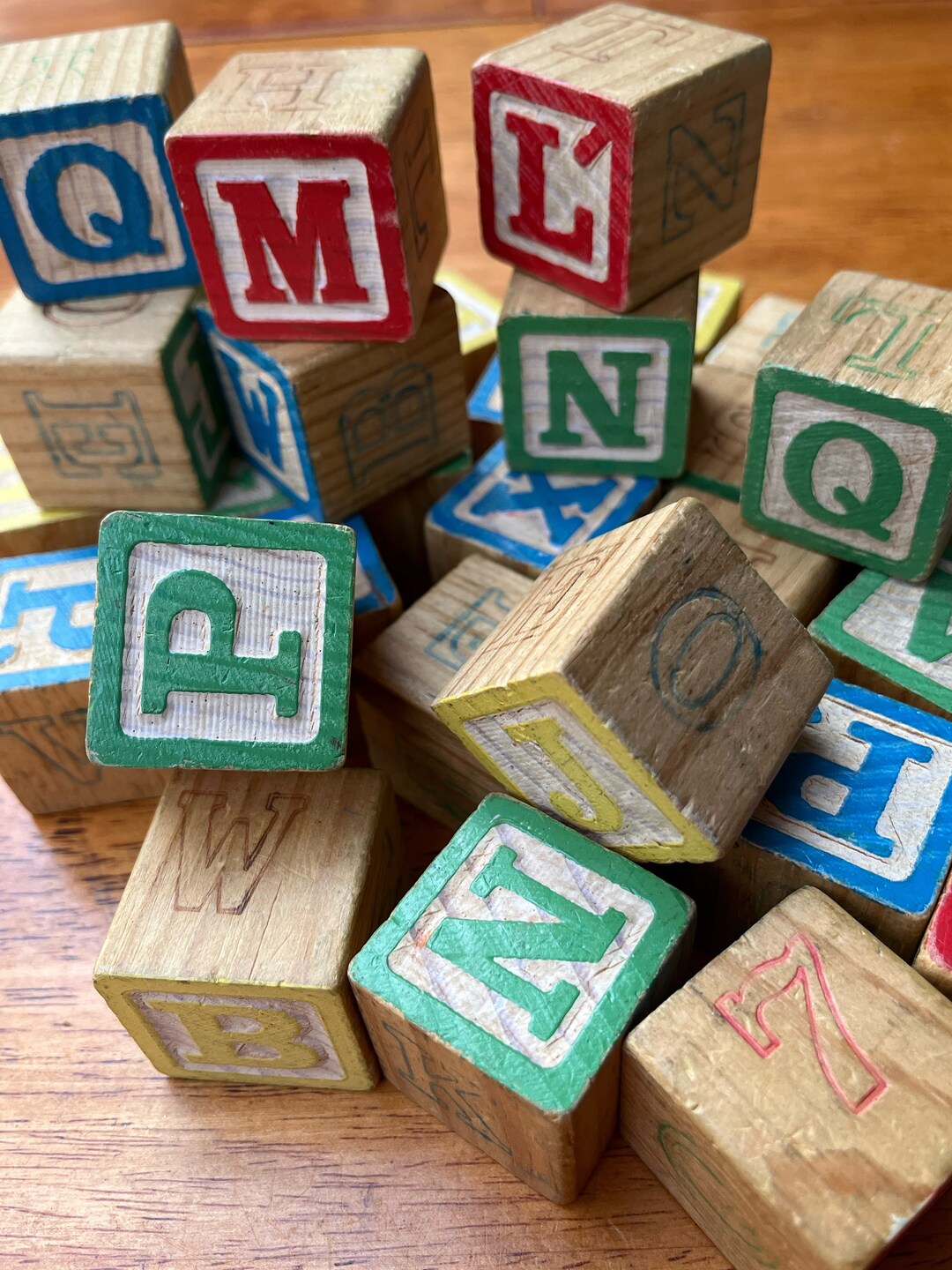 Cute Vintage Wooden Alphabet Building Blocks - Etsy