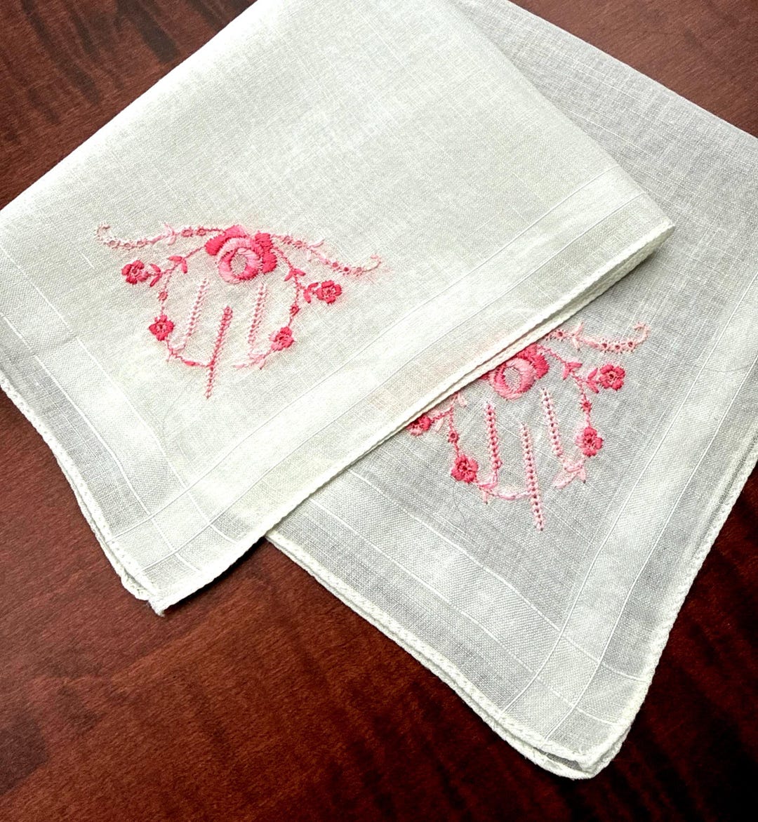 Delicate Embroidered Pnk Floral Handkerchief, Wedding Hankerchief ...