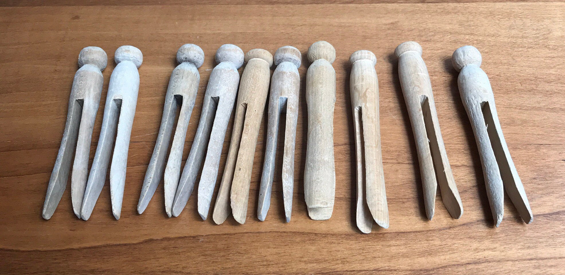 10 Vintage Round Clothespins Primitive Push Pins Rustic - Etsy