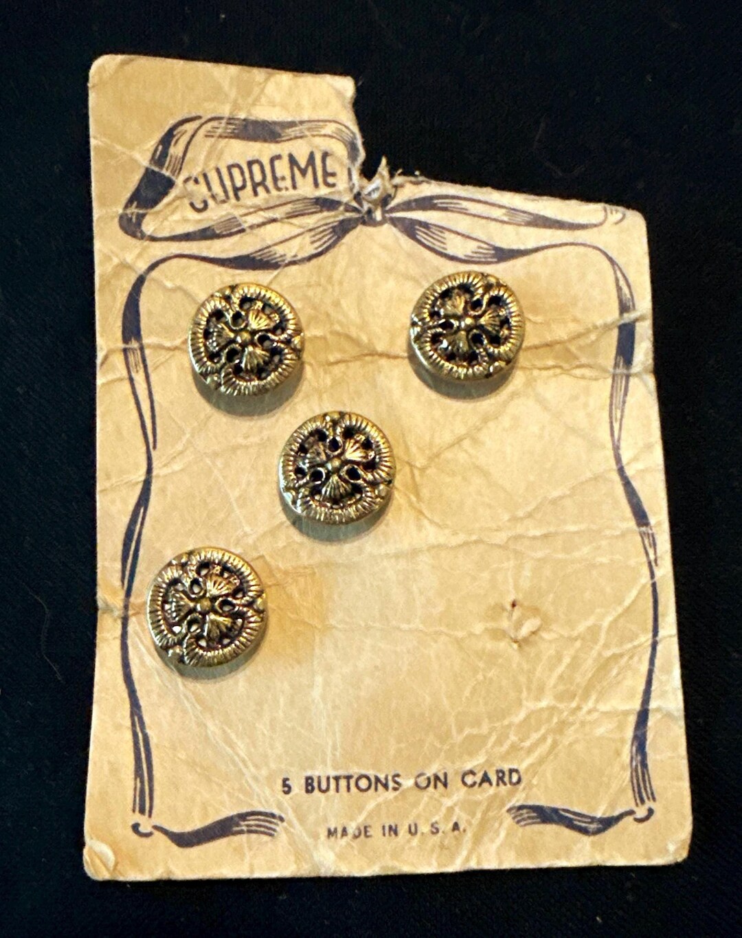 4 Beautiful Vintage Gold Tone Metal Shank Buttons, 13 Mm or 1/2 Inch ...