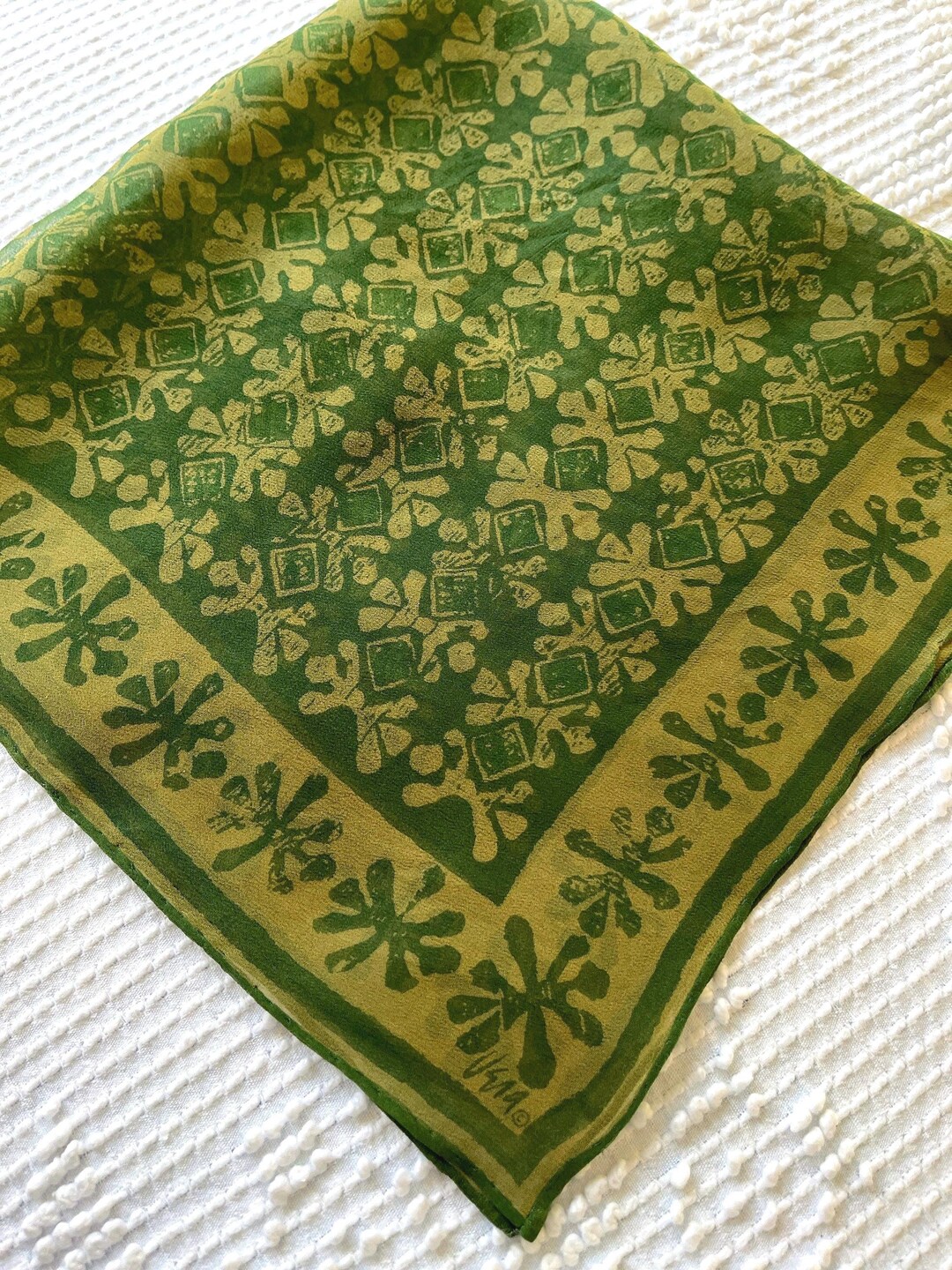 Gorgeous Vintage Vera Ladybug Scarf, Green Geometric, Square Scarf by ...