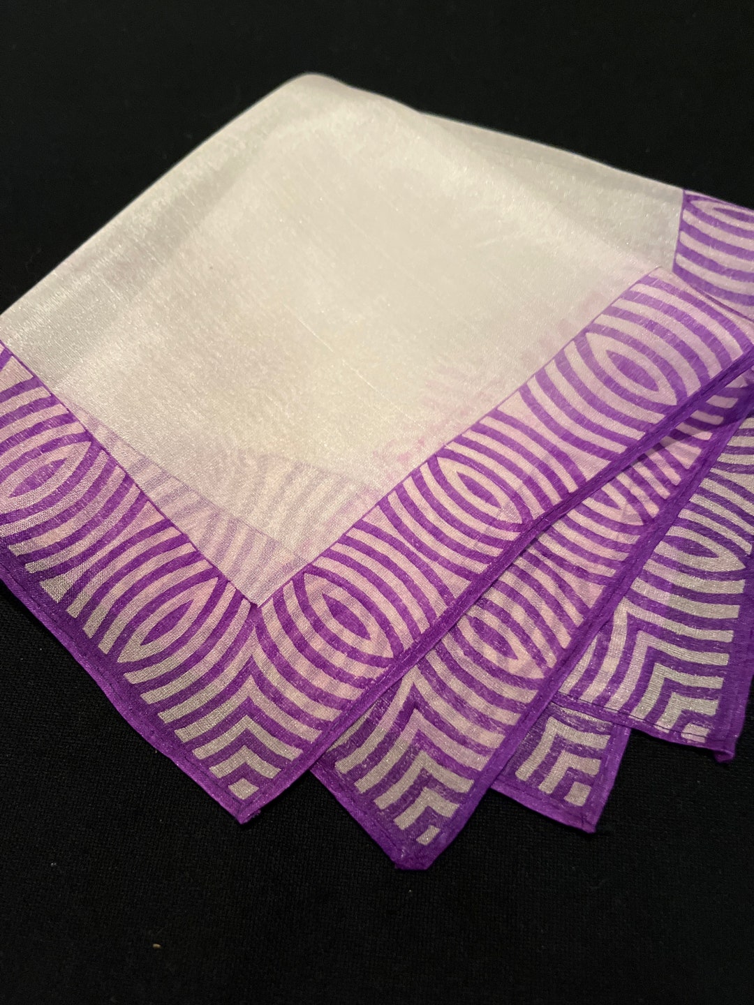 Unusual Vintage 1950s Silk Purple African Patterned Handkerchief ...