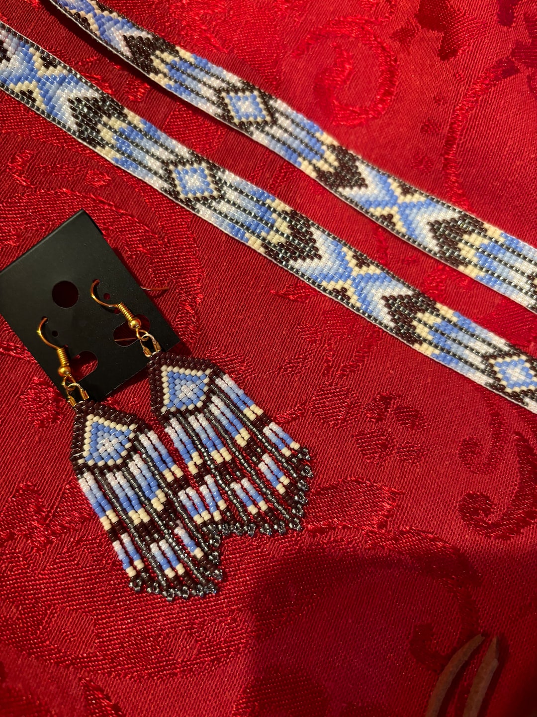 Beaded Hat Band Design 34 Browns & Blues With Matching Earrings - Etsy