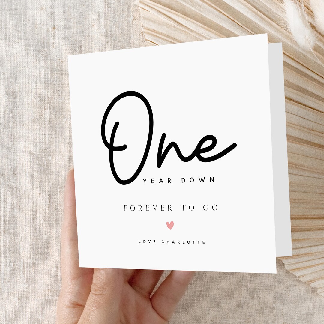 First Year Anniversary Card Personalised-one Year Anniversary Card-one ...