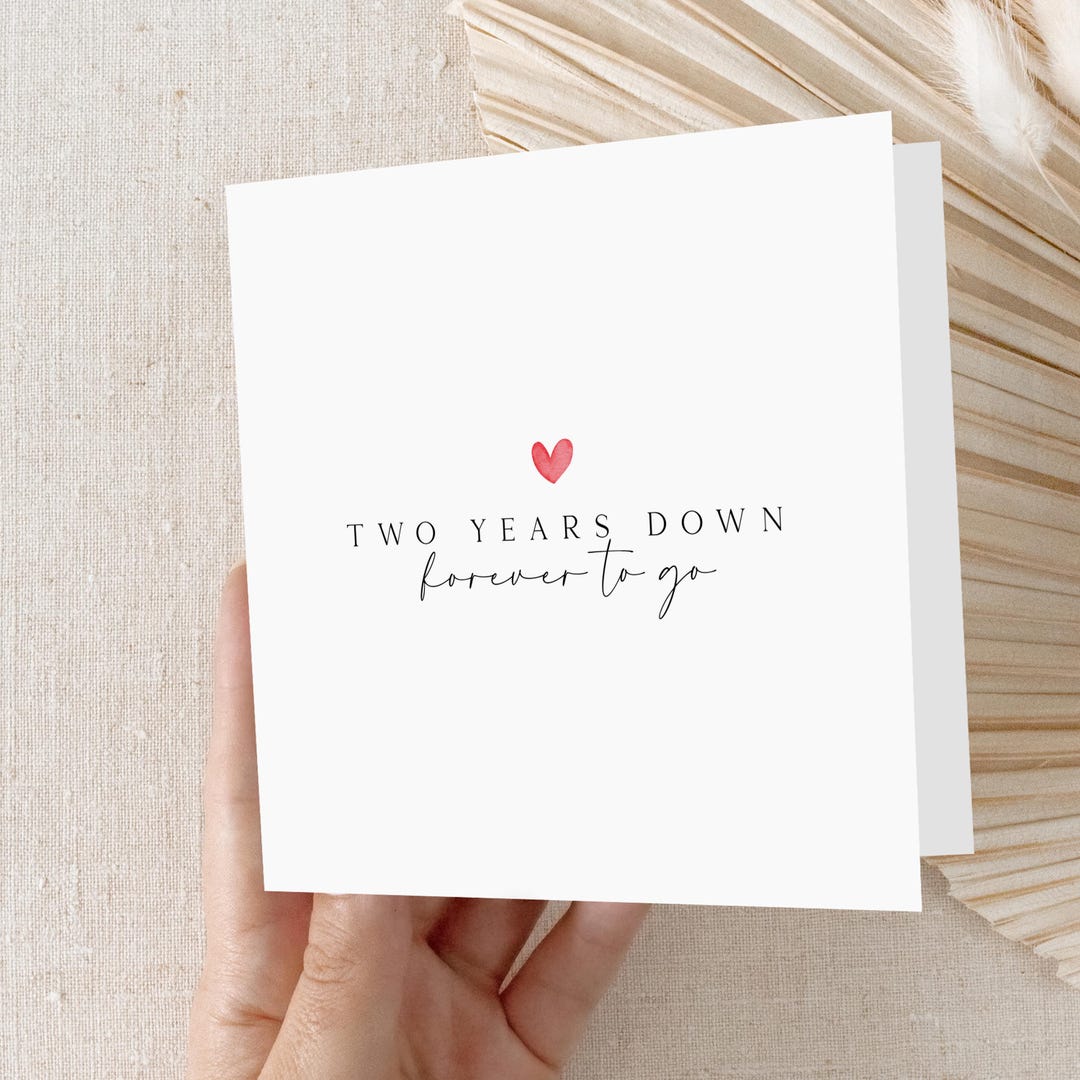 Second Year Anniversary Card Personalised-one Year Anniversary Card-two ...