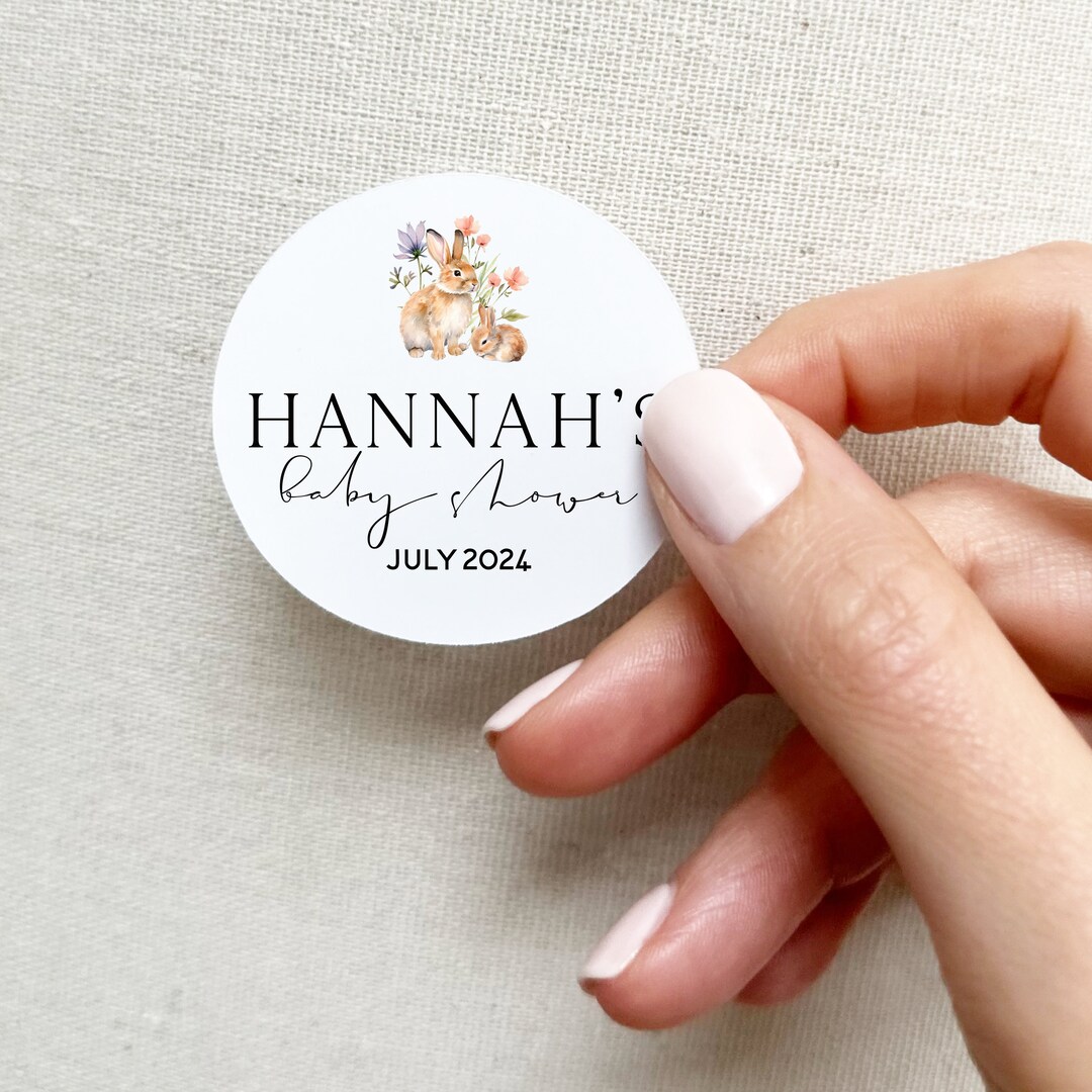 Personalised Baby Shower Stickers-custom Baby Shower Rabbit Sticker ...