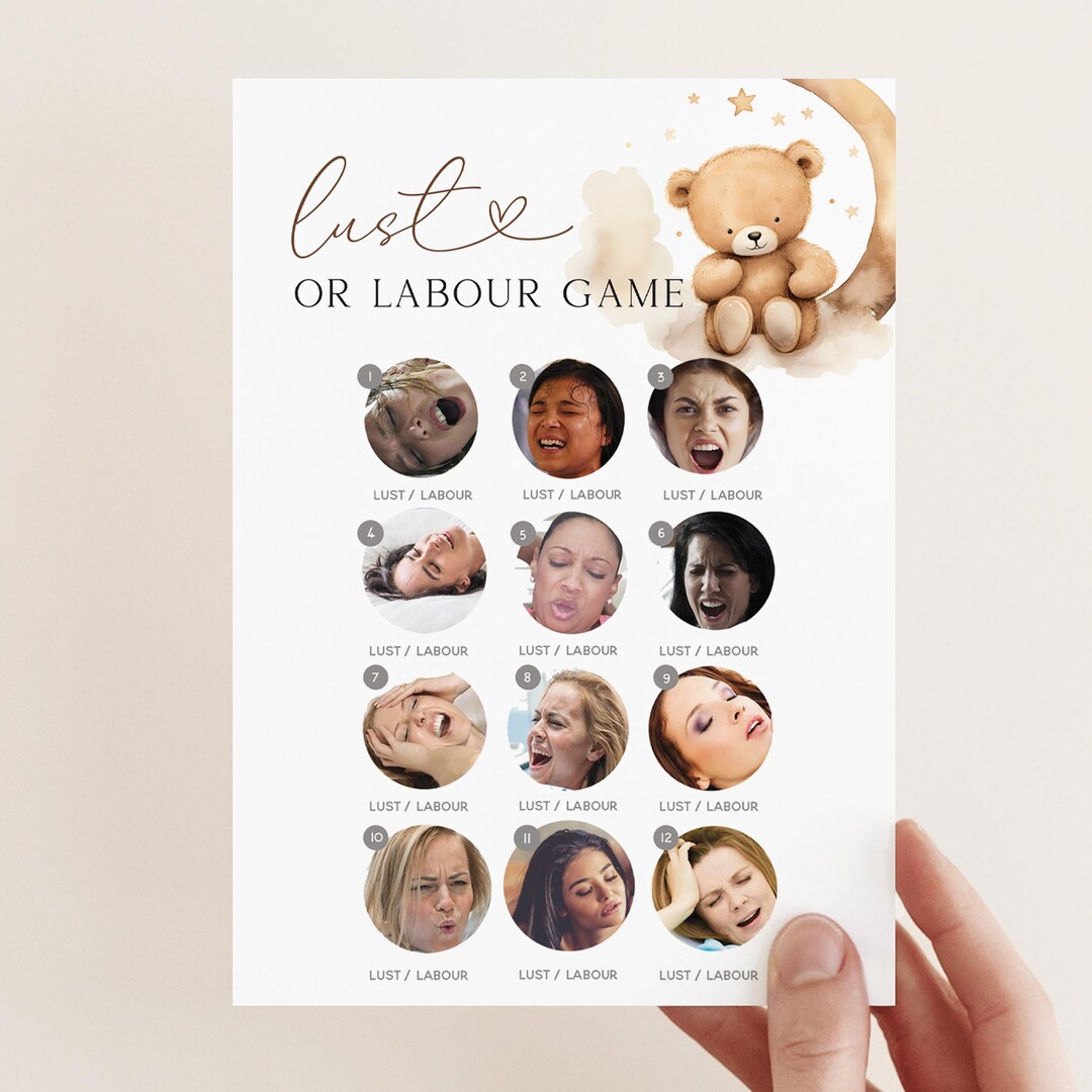 Teddy Bear Baby Shower Lust or Labour Game -neutral Theme-baby Shower ...