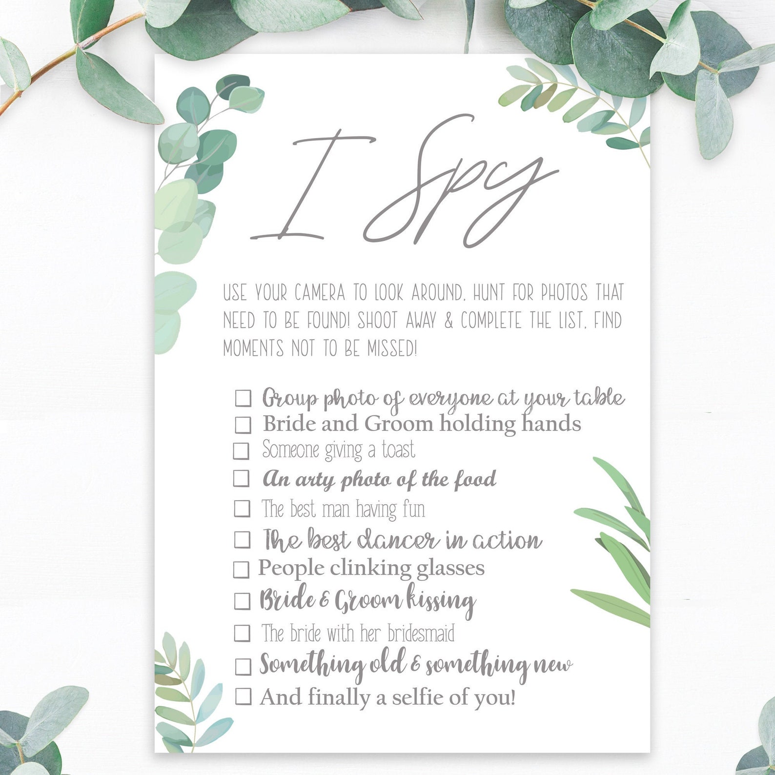 Wedding I Spy Game Wedding Table Activity Ice Breaker Wedding | Etsy UK