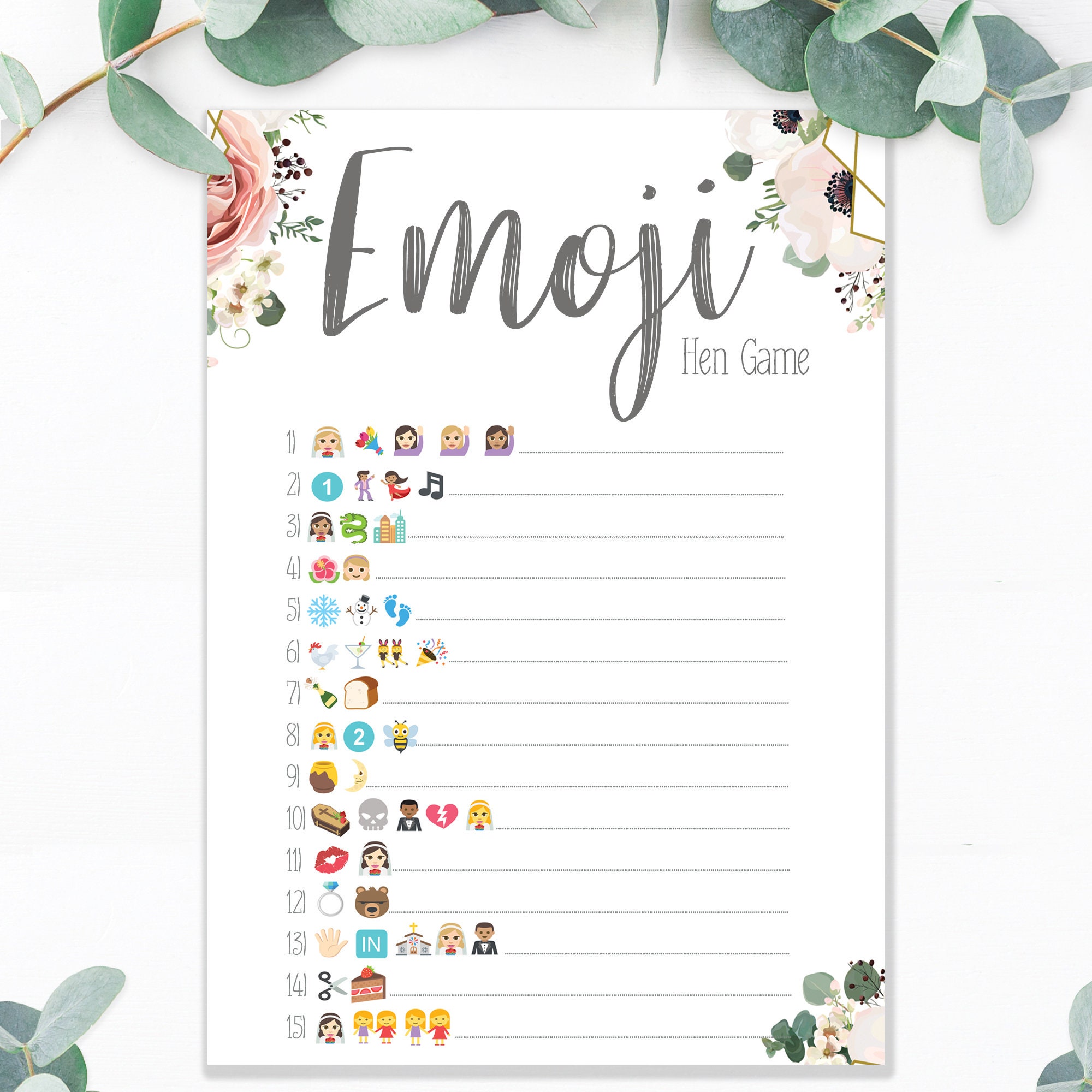 Hen Party Hen Do Emoji Pictionary Style Game | Etsy