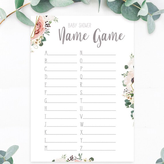 Baby Shower Game Baby Name Game Cards Gender Neutral Floral | Etsy UK