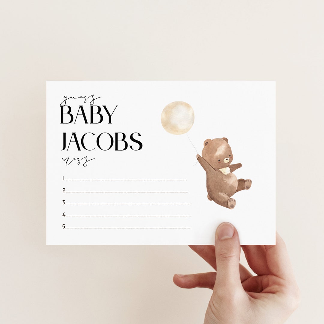 Bear Baby Shower Games-guess the Mess Game Cards and Stickers ...