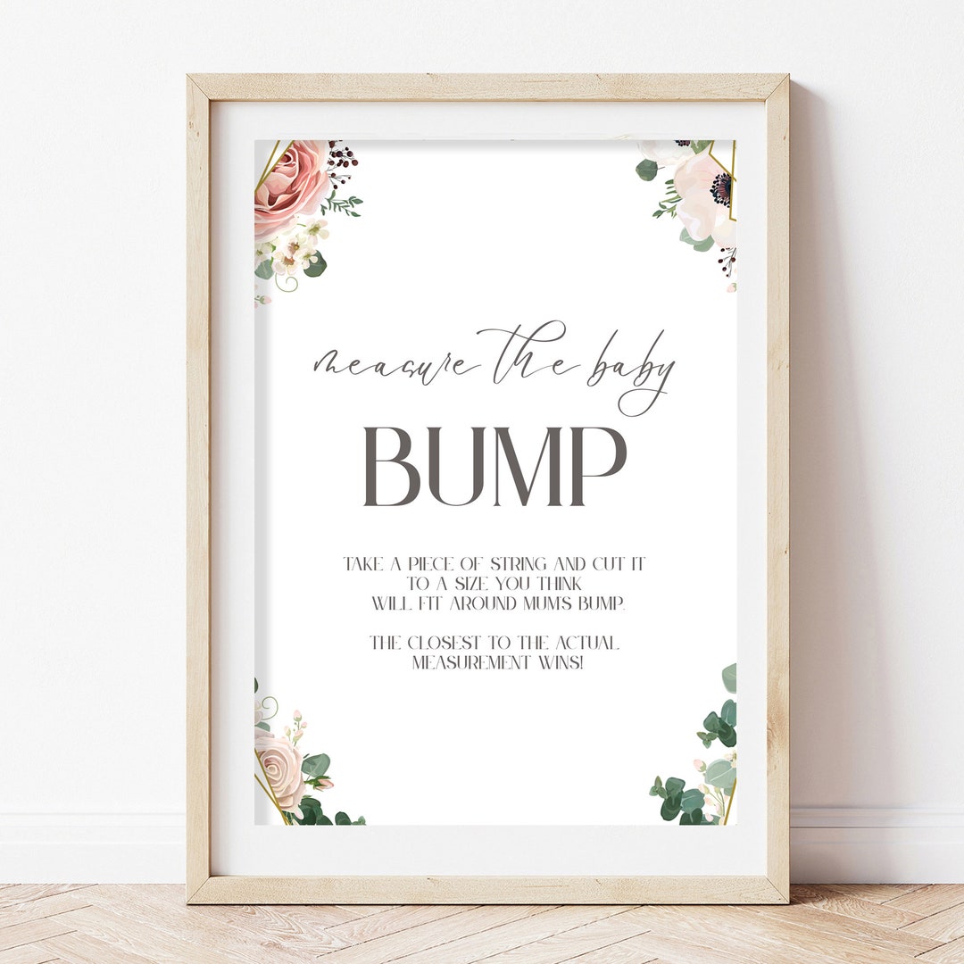 How Big is Mum's Bump Baby Shower Sign-boho Floral Design-baby Shower ...