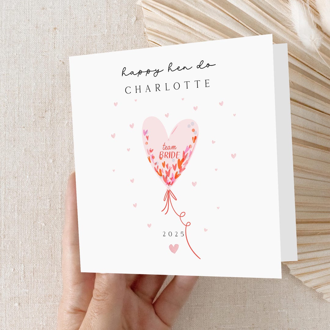 Hen Do Card Personalised, Hen Party Balloon Card, Happy Hen Do, Card ...