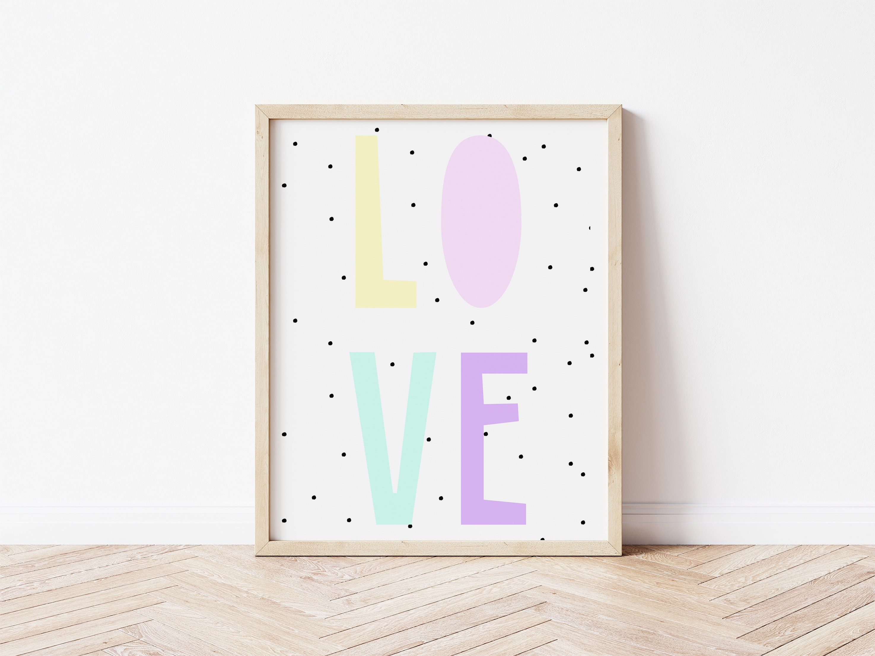Girls Room Bedroom Wall Art Prints Posters Pictures Love Polka - Etsy UK