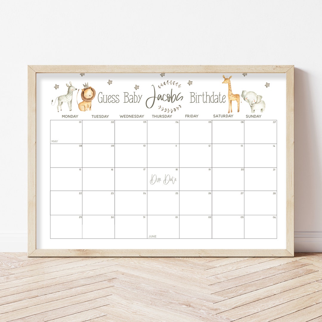 Baby Shower Baby Birth Date Prediction Unframed A3 Poster Personalised ...
