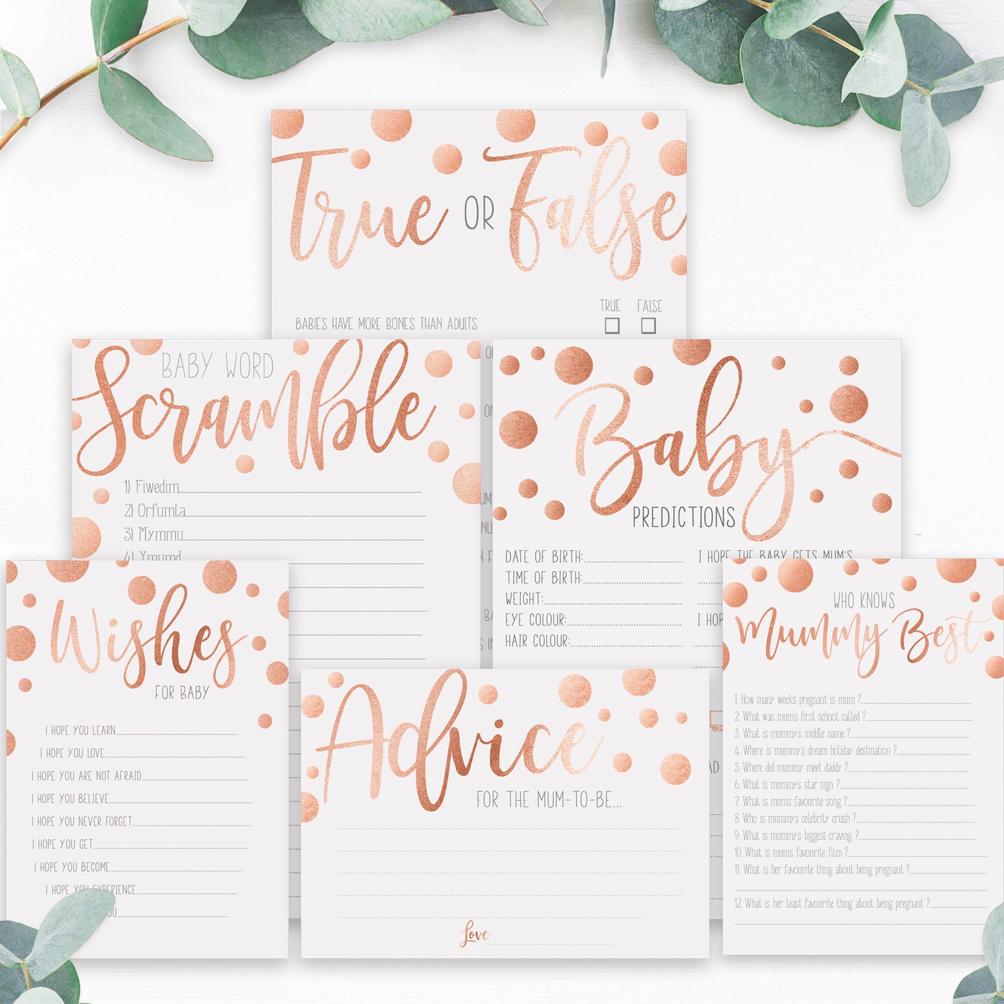 Baby Shower Game Packs Matching Styles Baby Prediction - Etsy UK