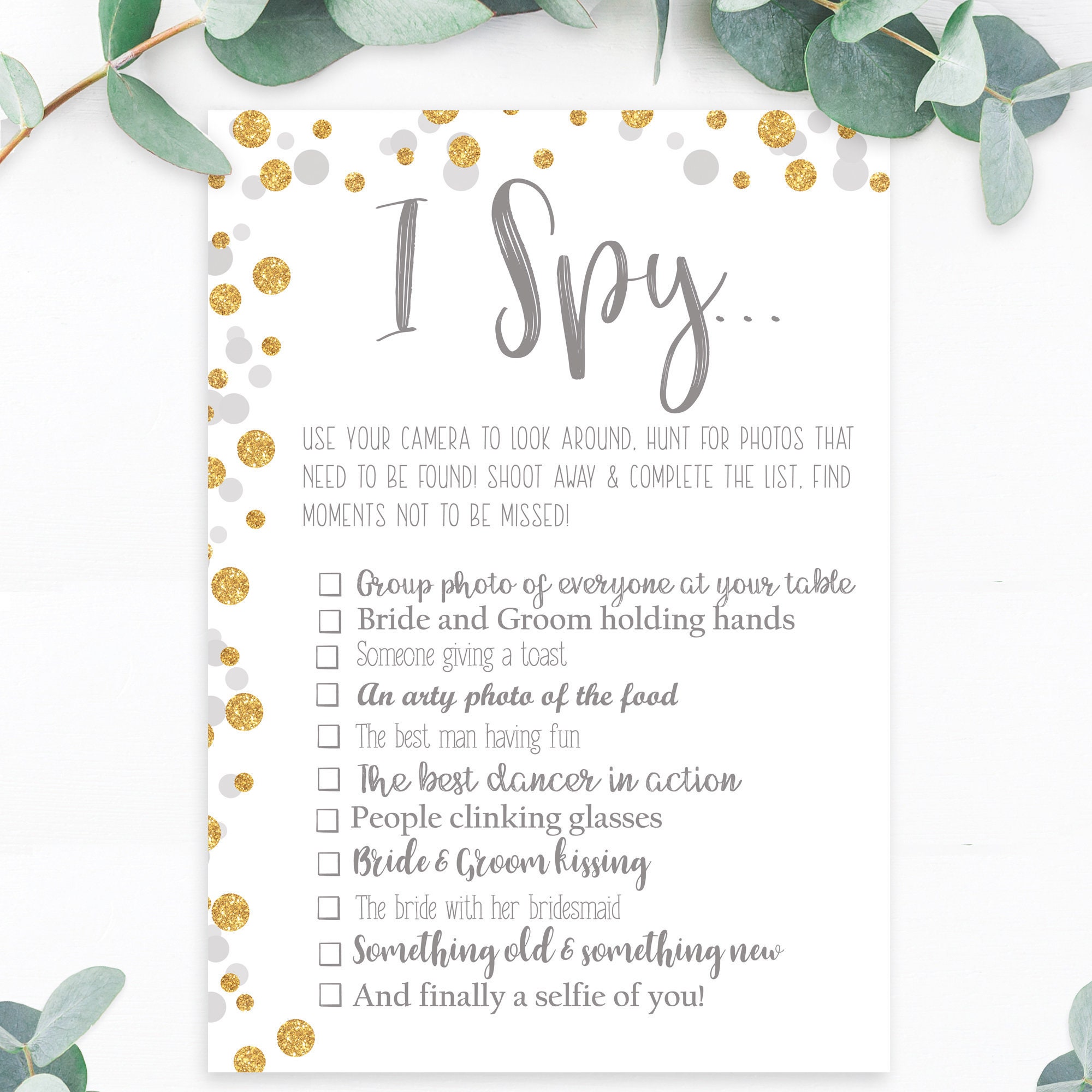 Wedding I Spy Game Wedding Table Activity Ice Breaker Wedding Etsy UK