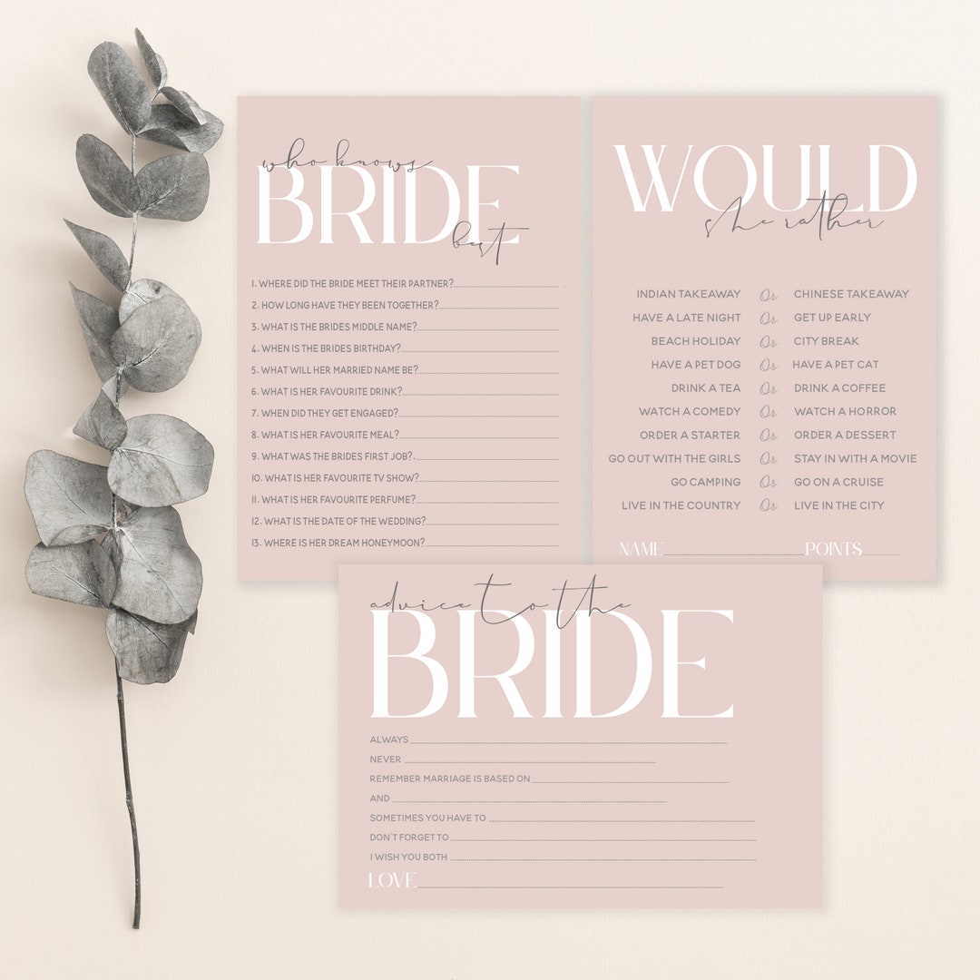 Hen Party Games TRIPLE Pack-advice to the Bride Cards -who Knows Bride ...