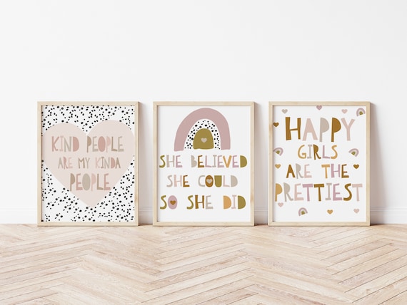 Girls Room Wall Art Prints Posters Pictures 3 Pack Scandi - Etsy UK