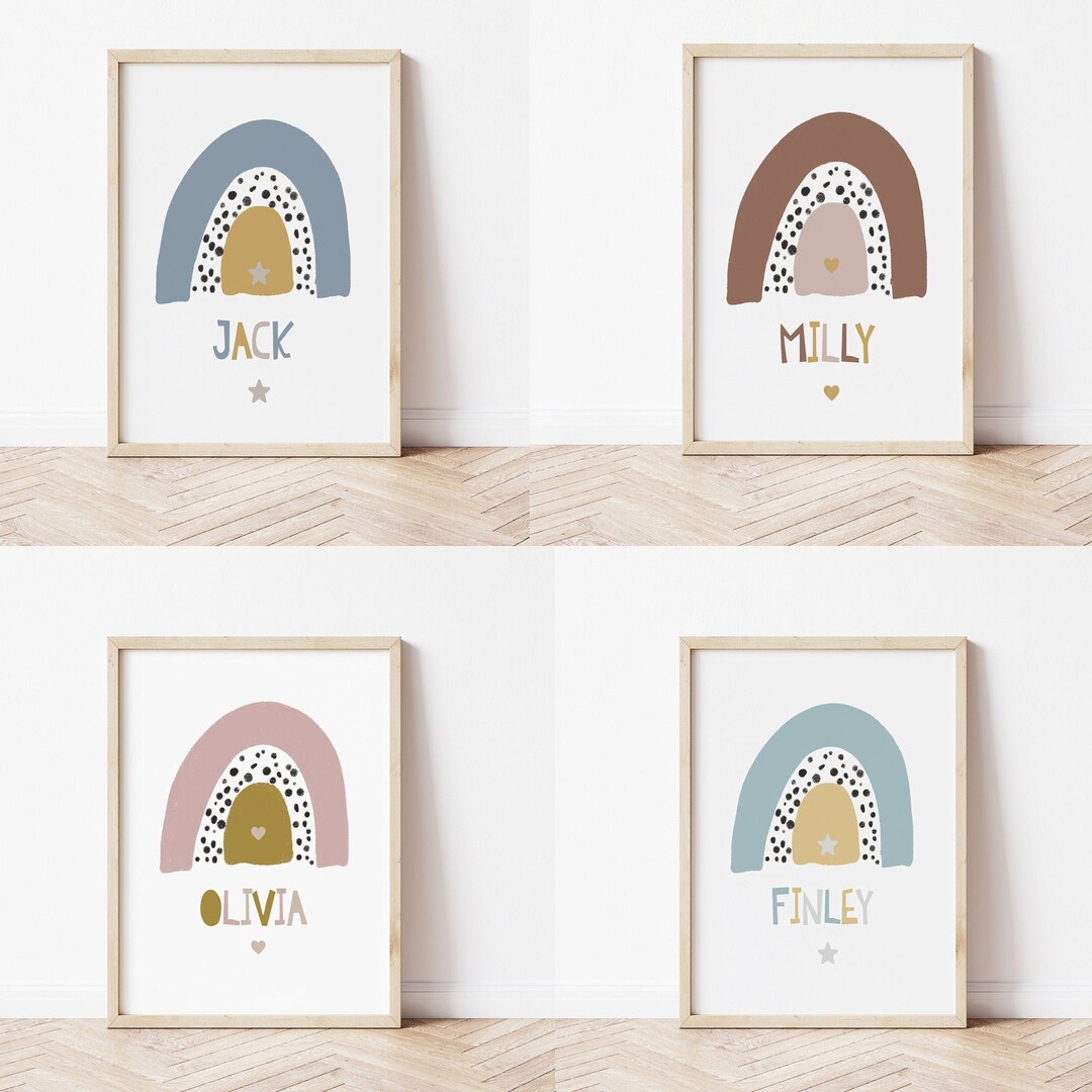 Personalised Name Print | Rainbow Scandi Print | Nursery Wall Art ...