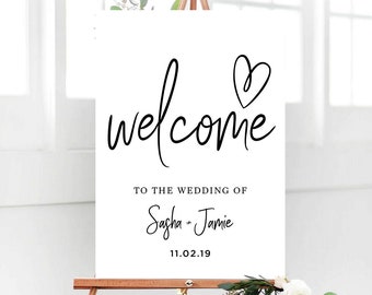 Heart, Swashes, Wedding Welcome Sign, Welcome Poster, Wedding Print ...