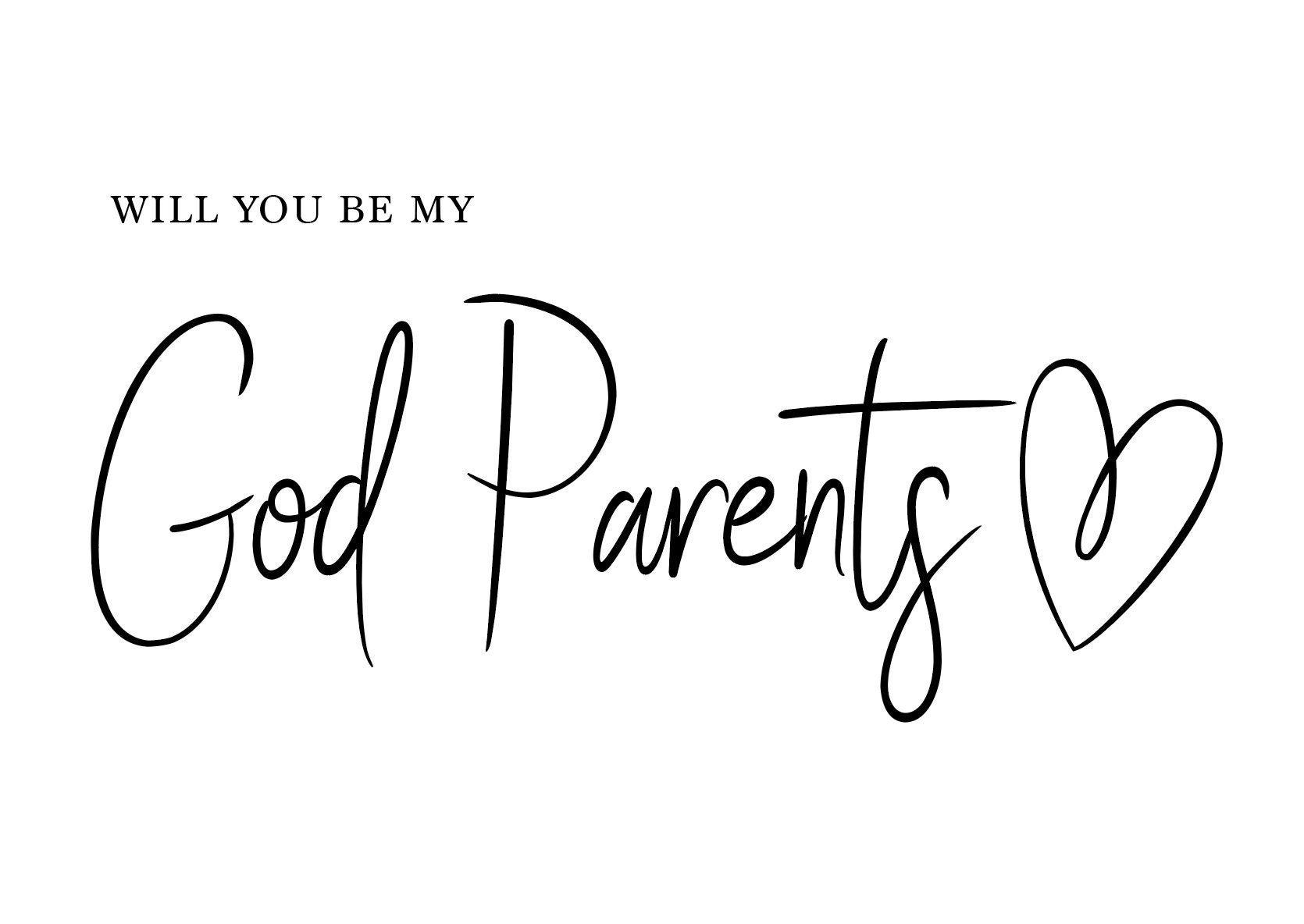 Printable Will You Be My God Parents Card Black and white | Etsy