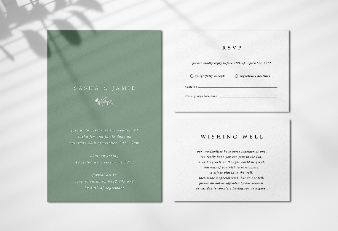 Matching Wedding Invitation Set Download Printable Wedding - Etsy Australia