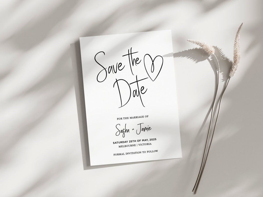 Printable Save the Date Card, Black and White Save Our Date ...