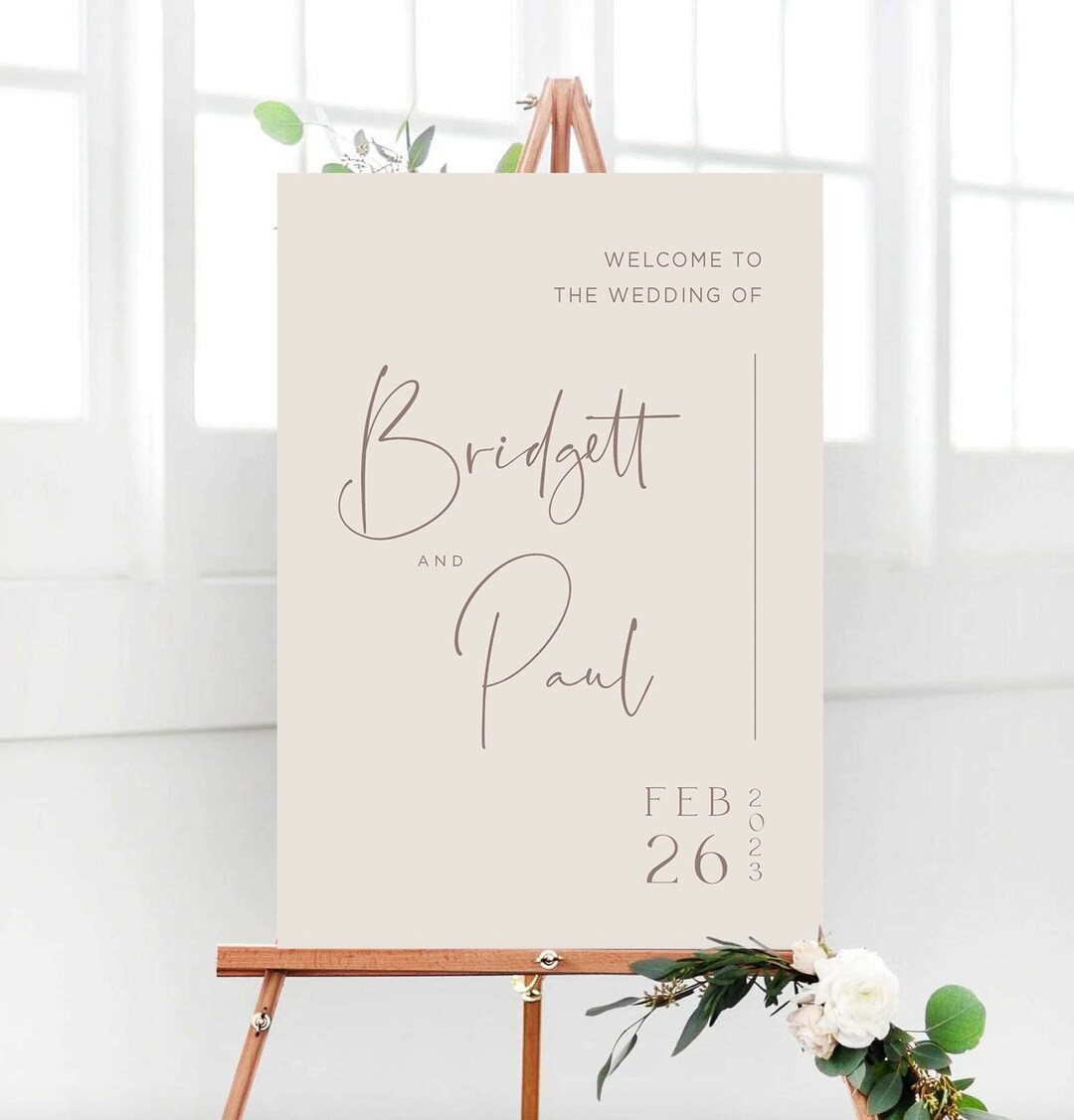 Minimalist Wedding Welcome Sign, Neutral Welcome Wedding Sign Template ...
