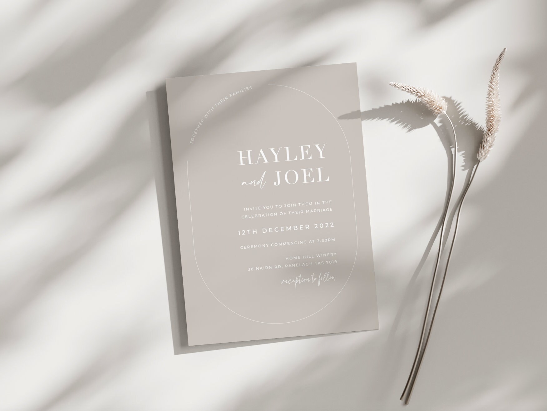 Oval Wedding Invitation Template Set Grey Wedding Invite - Etsy